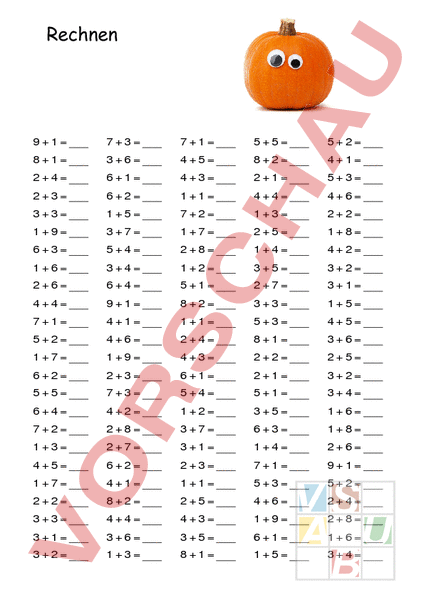 Arbeitsblatt: Rechnen - Mathematik - Addition