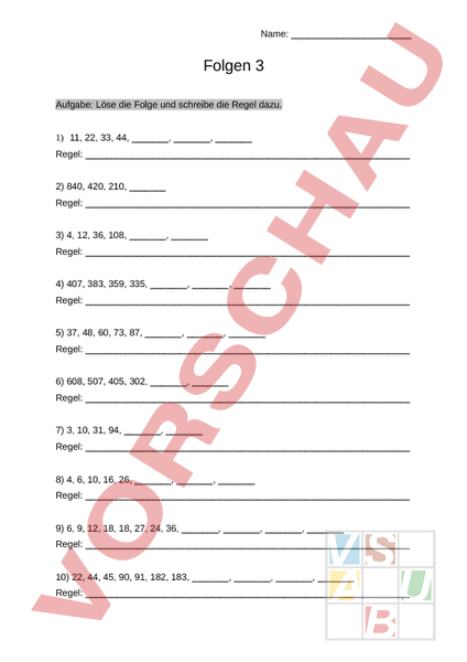 Arbeitsblatt: Folgen mit Lösung - Mathematik - Anderes Thema
