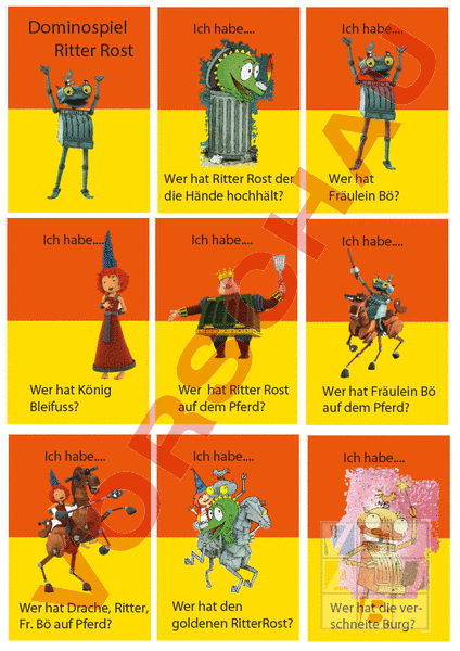 Arbeitsblatt: Lesedomino Ritter Rost - Deutsch - Erstlesen