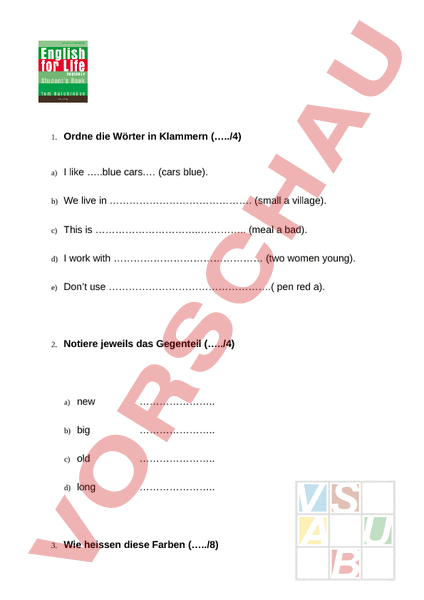 Arbeitsblatt: Test English for Life Beginner Unit 41-44 - Englisch ...