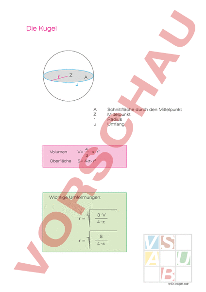 Arbeitsblatt: Kugel - Geometrie - Körper / Figuren