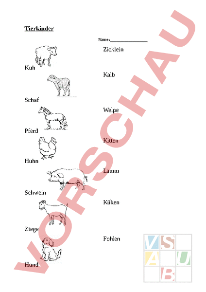 Arbeitsblatt: Tiere auf dem Bauernhof - Lebenskunde - Gemischte Themen
