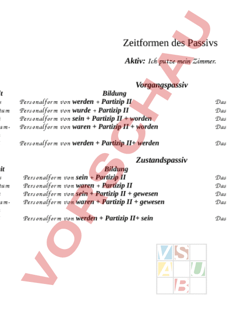 Arbeitsblatt: Zeitformen - Zustandspassiv/Vorgangspassiv - Deutsch ...