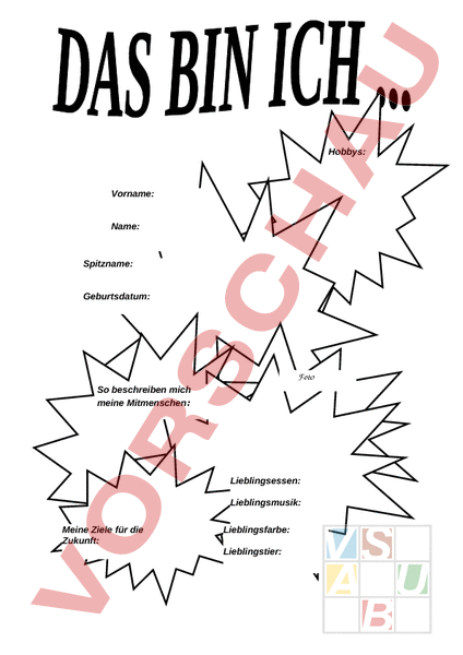 Arbeitsblatt: Das bin ich - Diverses / Fächerübergreifend - Anderes Thema