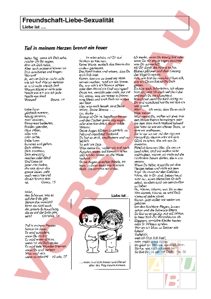 Arbeitsblatt: Liebe ist... - Biologie - Fortpflanzung / Entwicklung