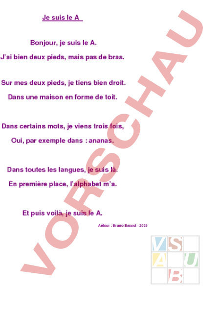 Arbeitsblatt: Comptines alphabet - Französisch - Gemischte Themen