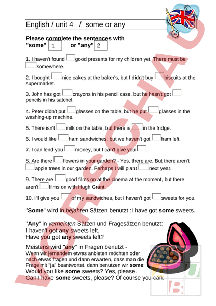 Arbeitsblatt: Young world 4 unit4 - Englisch - Grammatik