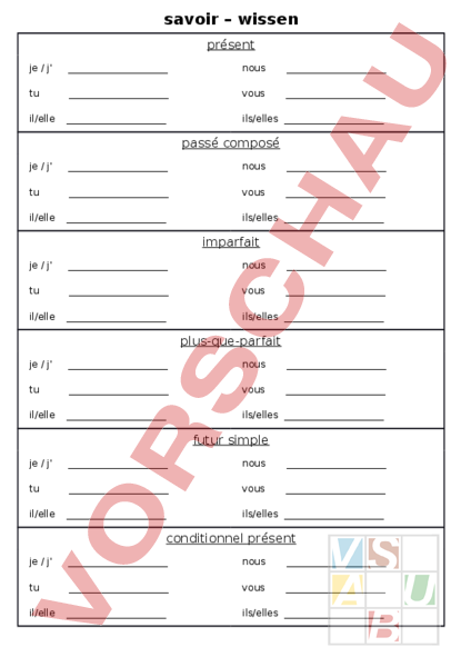 Arbeitsblatt: les verbes 3 - Französisch - Grammatik