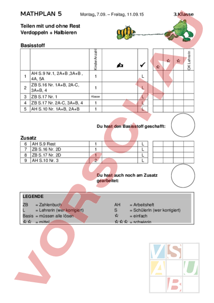 Arbeitsblatt: Mathplan 5 Zahlenbuch - Mathematik - Gemischte Themen