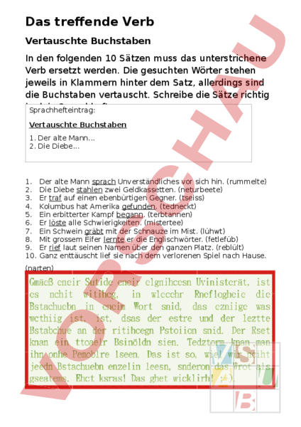 Arbeitsblatt: Das treffende Verb - Deutsch - Wortschatz