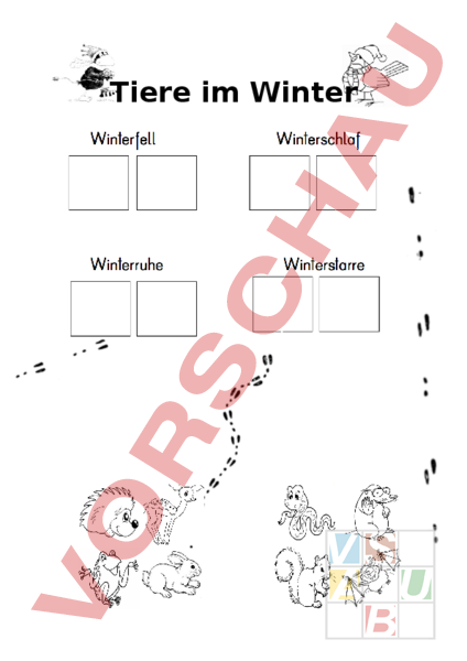 Arbeitsblatt: Tiere im Winter - Biologie - Tiere