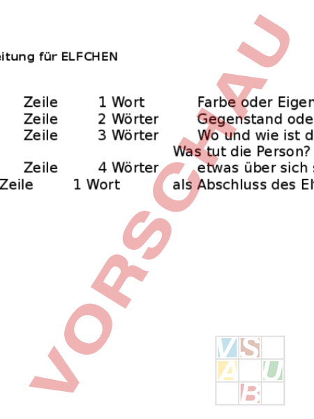 Arbeitsblatt: Elfchen - Deutsch - Texte schreiben