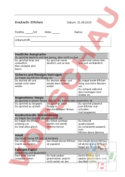 Arbeitsblatt: Elfchen - Deutsch - Gemischte Themen