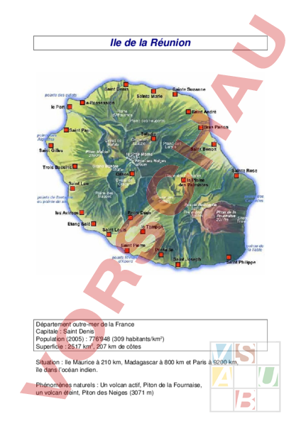 Arbeitsblatt: Ile de la Réunion - Französisch - Gemischte Themen