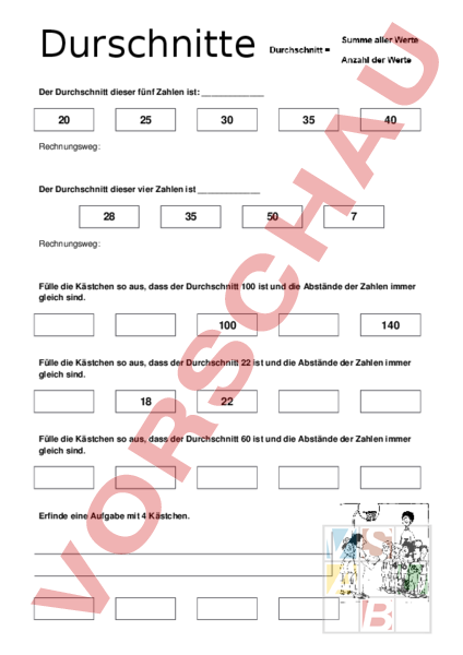 Arbeitsblatt: Durchschnitte - Mathematik - Anderes Thema