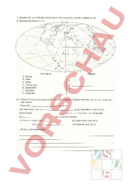 Arbeitsblatt: Orientierung auf der Erde - Geographie - Kartographie / Gradnetz