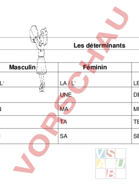 Arbeitsblatt: Les déterminants - Französisch - Grammatik