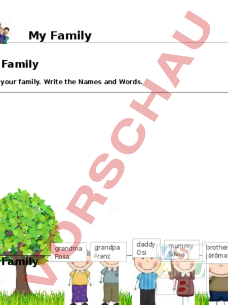 Arbeitsblatt: My Family - Englisch - Wortschatz