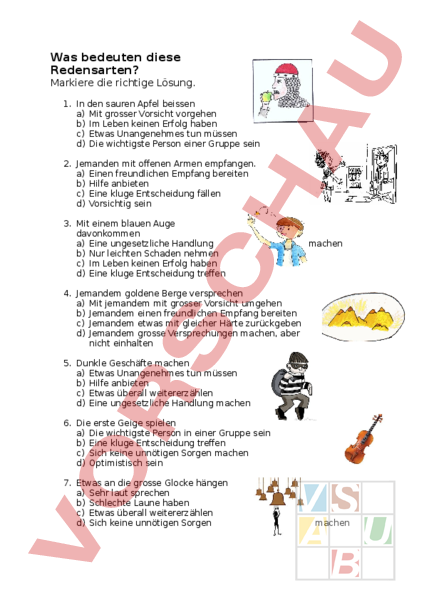 Arbeitsblatt: Redensarten - Deutsch - Gemischte Themen