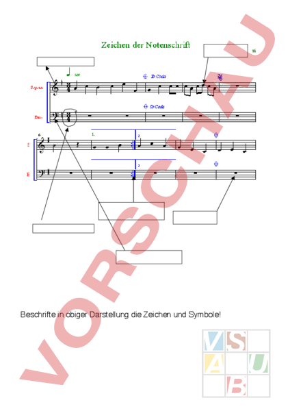 Arbeitsblatt: Kurztest Zeichen der Notenschrift - Musik - Musiktheorie ...