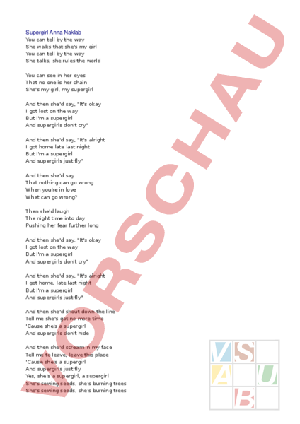 Arbeitsblatt: Songtext Supergirl (Anna Naklab) - Englisch - Wortschatz