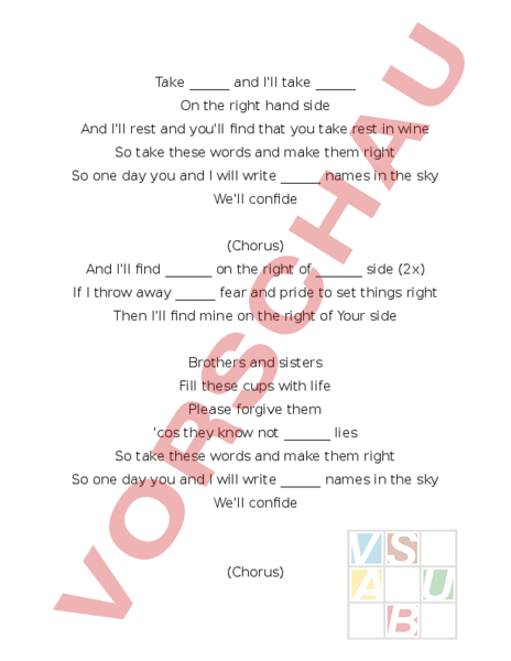 Arbeitsblatt: Song zu den possessive pronouns - Englisch - Grammatik