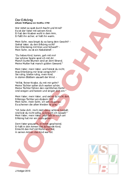 Arbeitsblatt: Der Erlkönig - Deutsch - Leseförderung / Literatur