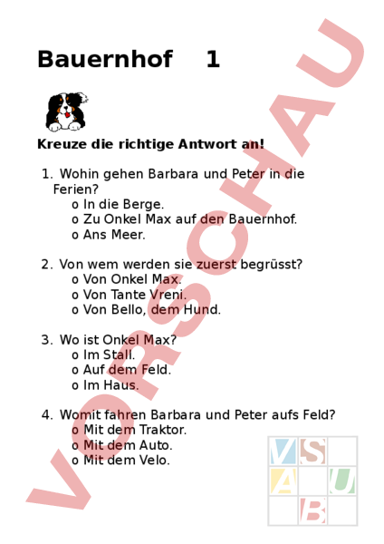Arbeitsblatt: Bauernhof - Deutsch - Erstlesen