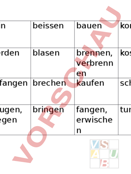 Arbeitsblatt: Irregular Verbs cards German - Englisch - Grammatik