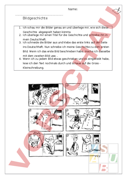 Arbeitsblatt: Bildergeschichte - Deutsch - Texte schreiben