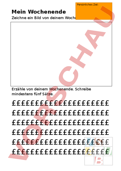 Arbeitsblatt: Mein Wochenende - Deutsch - Texte schreiben