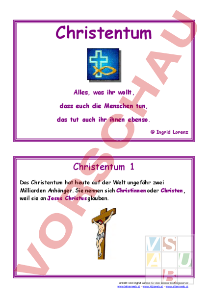 Arbeitsblatt: Christentum Karteikarten - Lebenskunde - Religionslehre ...