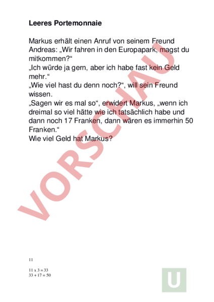 Arbeitsblatt: Leeres Portemonnaie - Diverses / Fächerübergreifend - Spiele