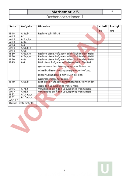 Arbeitsblatt: Mathematik 5. Klasse; Rechenoperationen - Mathematik ...