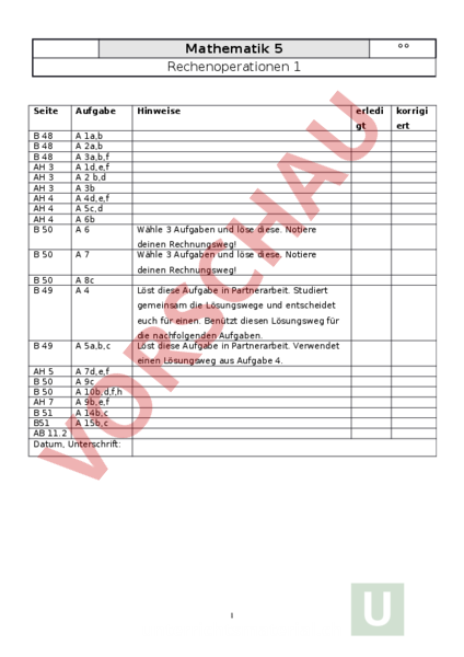Arbeitsblatt: Mathematik 5. Klasse; Rechenoperationen - Mathematik ...