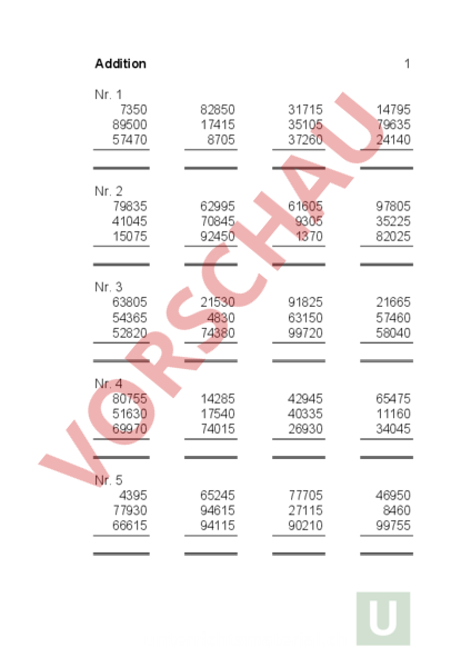 Arbeitsblatt: Schriftliche Addition - Mathematik - Addition