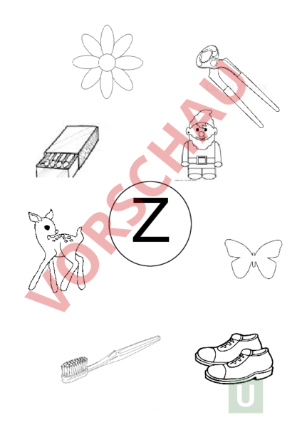 Arbeitsblatt: Wörter mit Z - Deutsch - Erstlesen