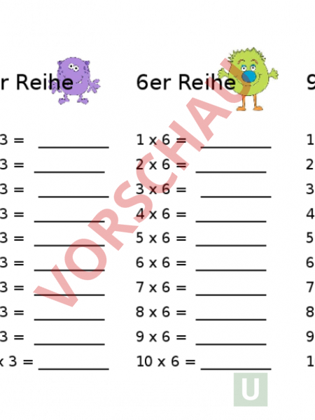 Arbeitsblatt: Reihentraining 2,5,10 - Mathematik - Multiplikation