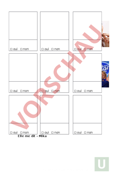 Arbeitsblatt: Elle me dit - Mika - Französisch - Anderes Thema