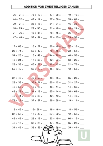 Arbeitsblatt: Addition - Mathematik - Addition