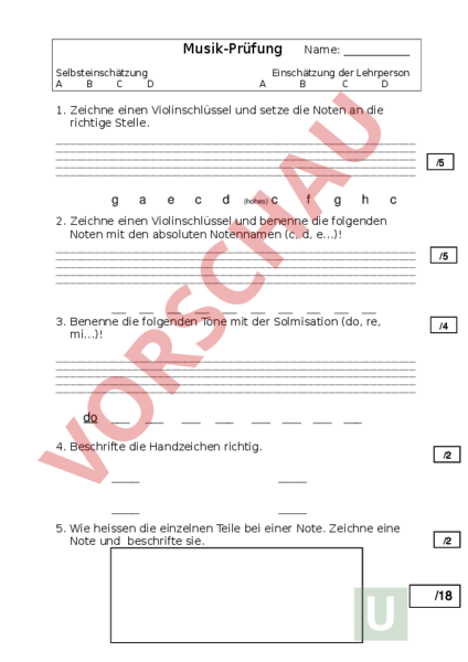 Arbeitsblatt: Test relative und absolute Notennamen - Musik ...