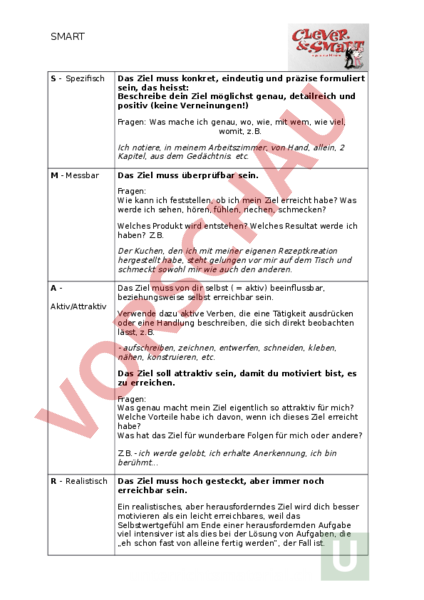 Arbeitsblatt: SMART - Deutsch - Anderes Thema
