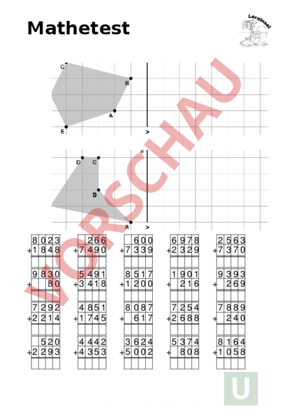 Arbeitsblatt: Mathetest 3 - Mathematik - Gemischte Themen