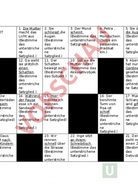 Arbeitsblatt: Spiel Syntax - Deutsch - Grammatik