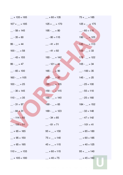 Arbeitsblatt: Addition und Subtraktion - Mathematik - Addition