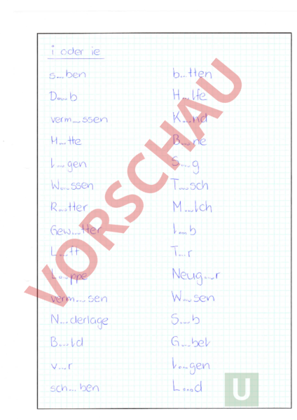 Arbeitsblatt: i oder ie - Deutsch - Rechtschreibung