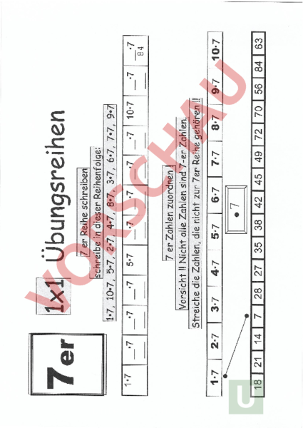 Arbeitsblatt: 8er Reihe - Mathematik - Multiplikation