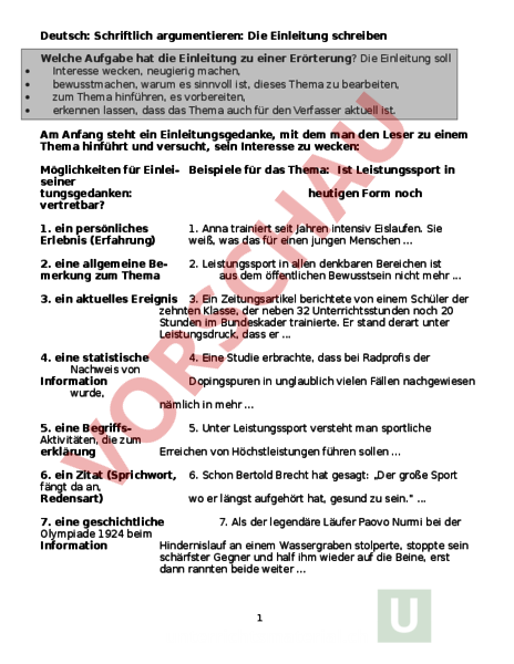 Arbeitsblatt: Argumentieren - Deutsch - Texte schreiben