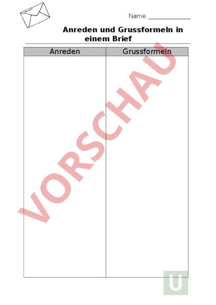 Arbeitsblatt: Anreden und Grussformeln - Deutsch - Anderes Thema