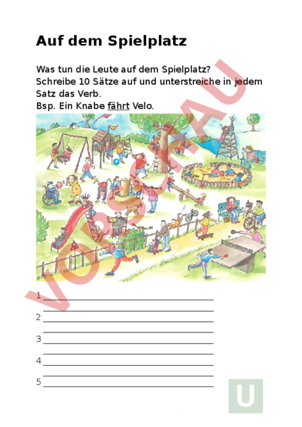 Arbeitsblatt: Auf dem Spielplatz - Deutsch - Grammatik